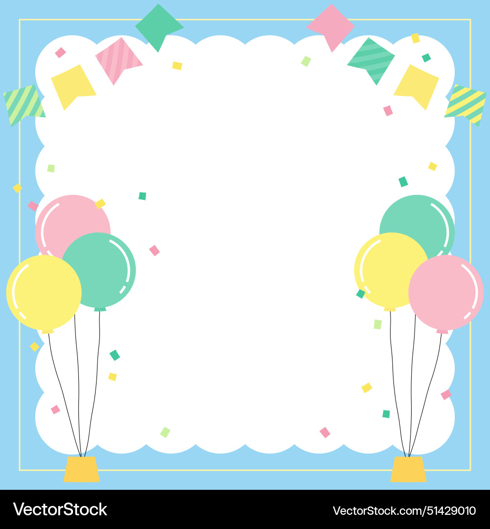 Pastel balloon party frame 1 Royalty Free Vector Image