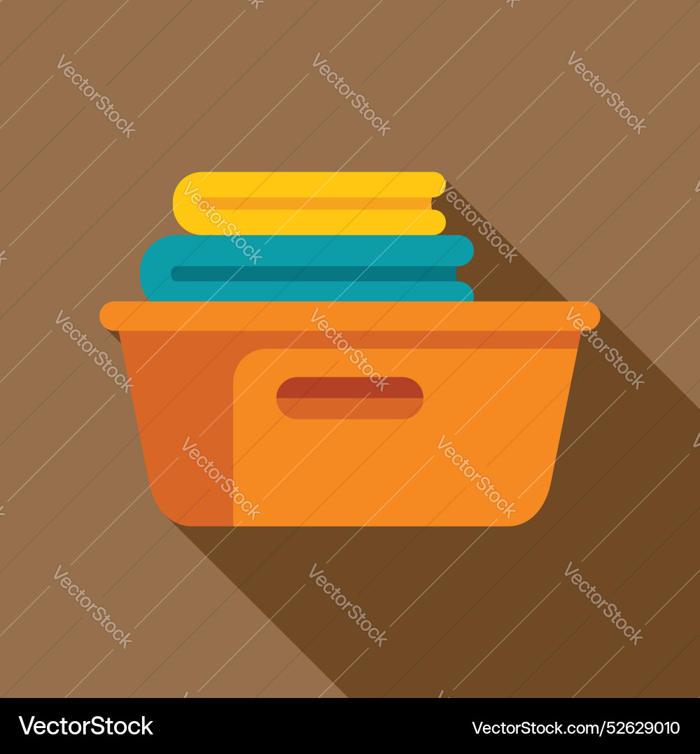 Plastic laundry basket full of clean clothes on Vector Image