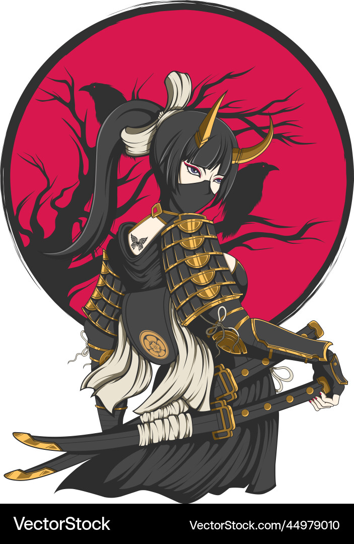 Samurai girl mascot Royalty Free Vector Image - VectorStock