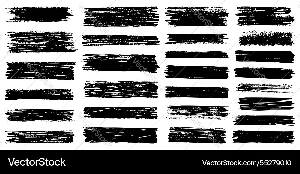 Set of grunge paint ink brush strokes Royalty Free Vector