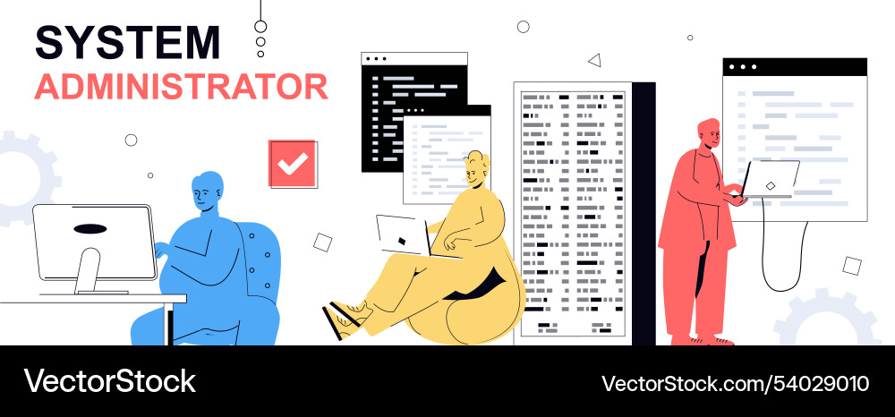 System administrator concept in flat cartoon Vector Image