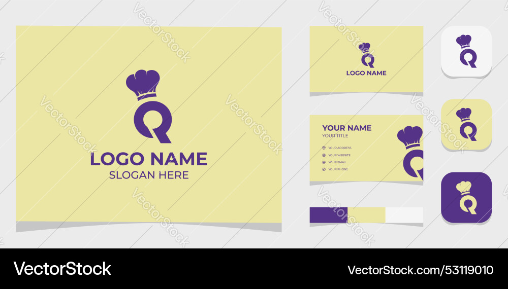 Template logo creative initial letter q and chef Vector Image