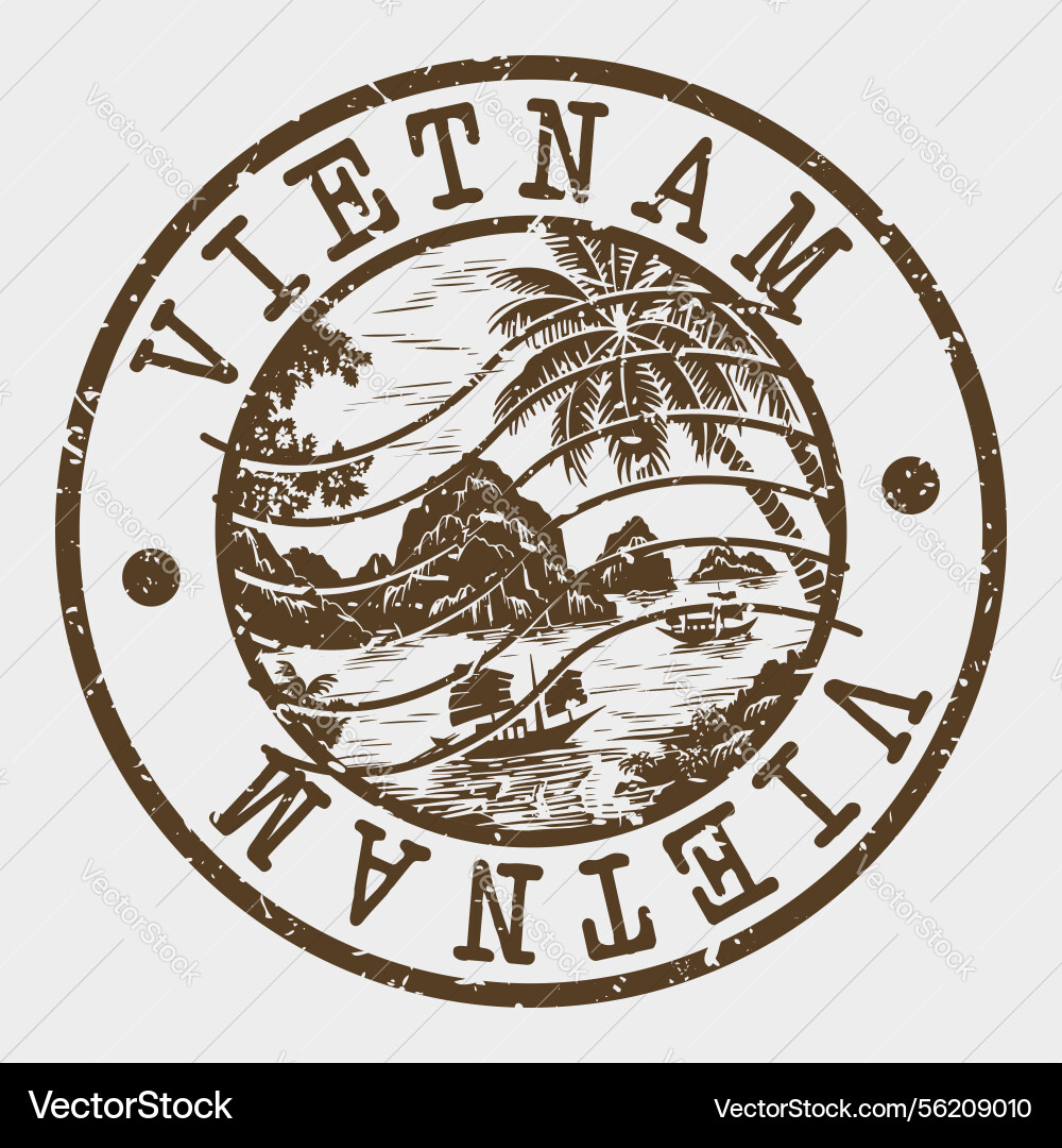 Vietnam stamp postal Royalty Free Vector Image