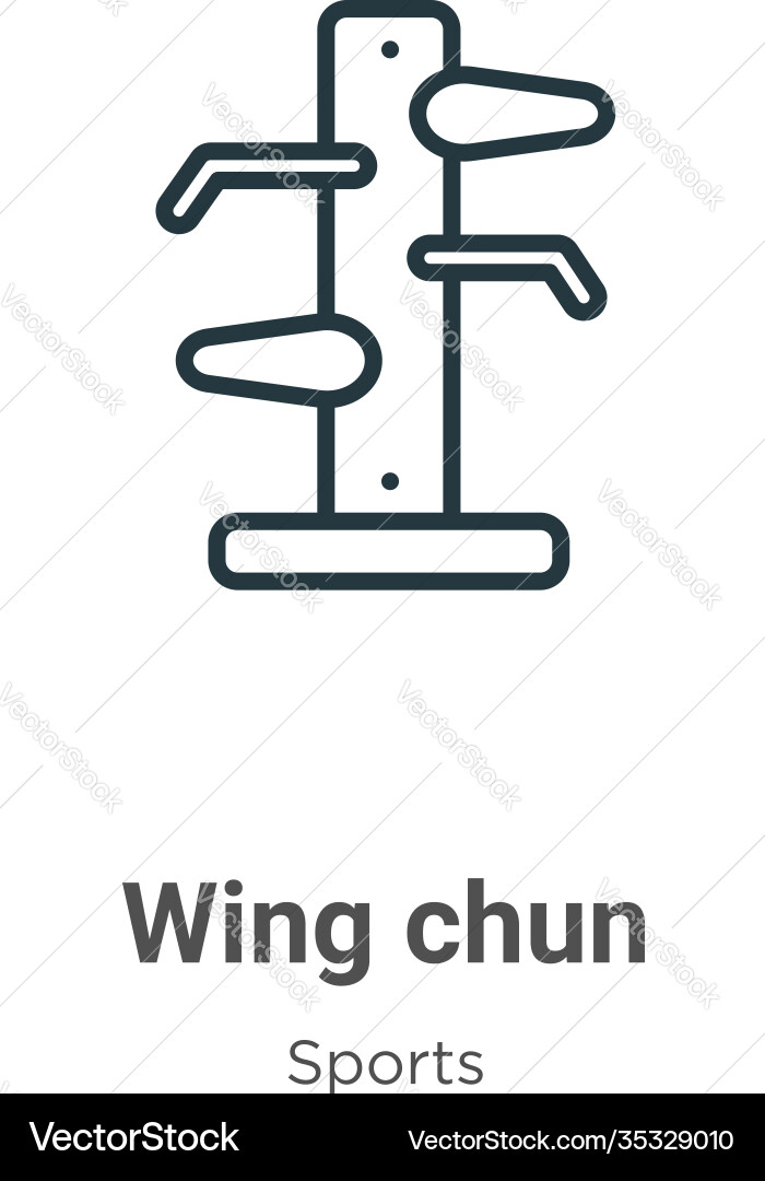 Wing chun Kontur Symbol dünne Linie schwarz Vektorbild