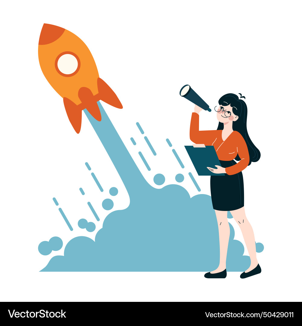 A professional with telescope overseeing Vector Image