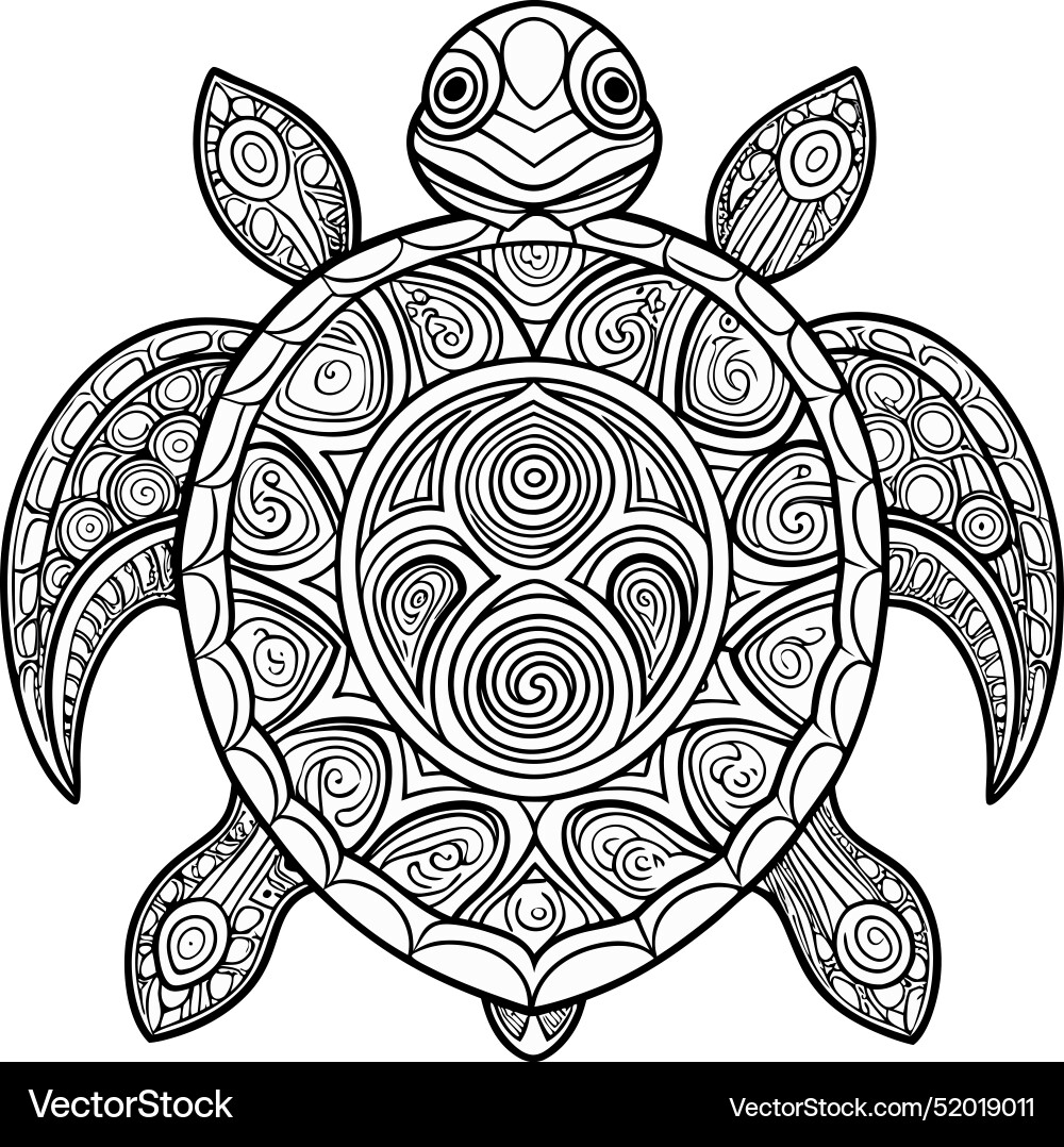 Beautiful turtle mandala arts isolated on white Vector Image