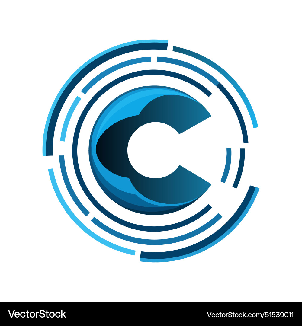 C tech logo abstract letter Royalty Free Vector Image