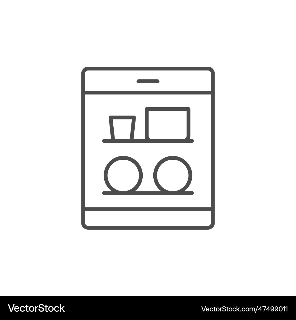 Dishwasher machine line outline icon Royalty Free Vector