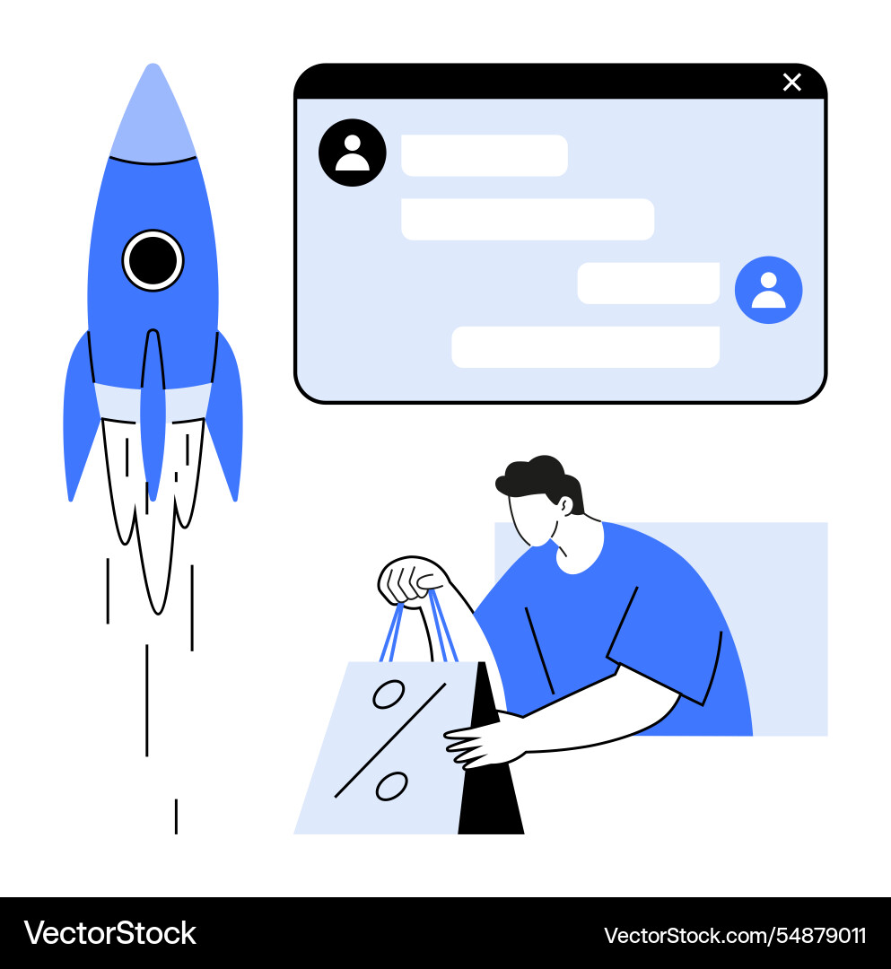 E-commerce promotion concept with rocket online Vector Image