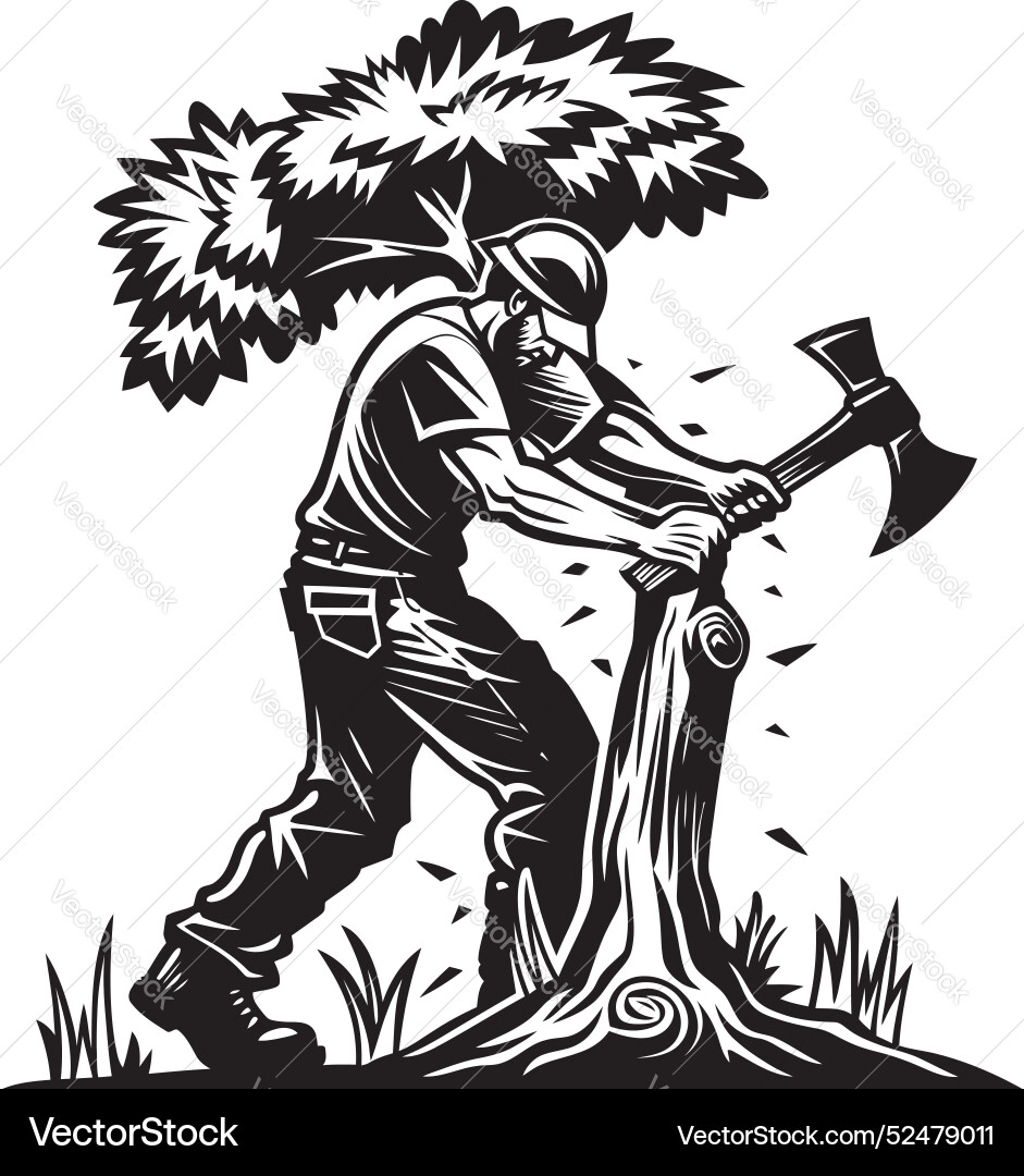 Forest fury insignia tree felling expert Vector Image