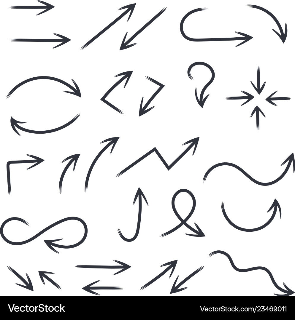 Hand drawn black arrows Royalty Free Vector Image