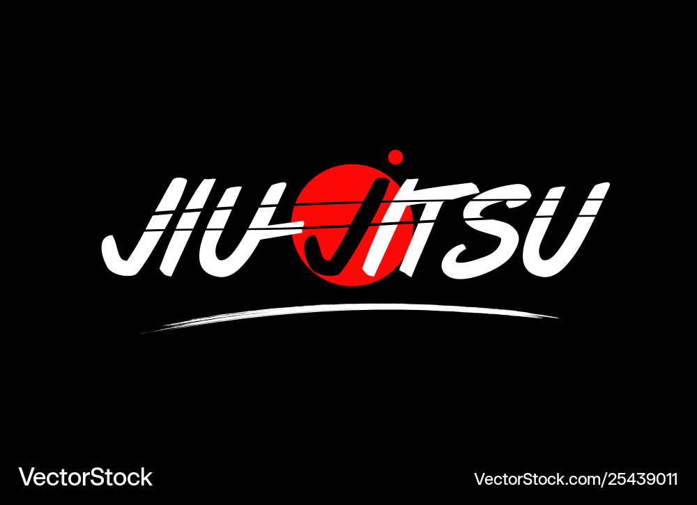 Jiu jitsu word text logo icon with red circle Vector Image