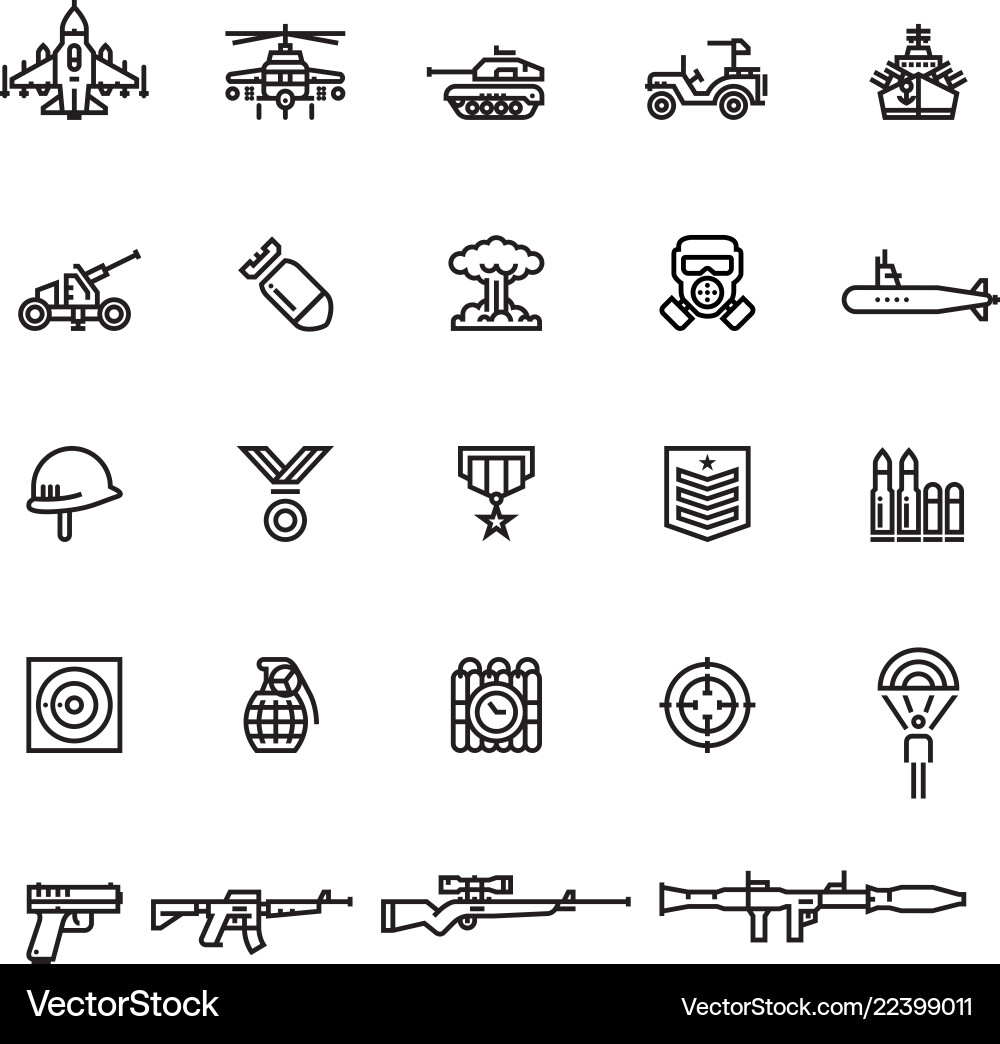 Military icons Royalty Free Vector Image - VectorStock