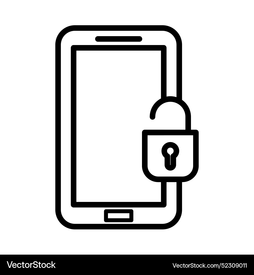 Mobile unlock icon linear logo mark in black Vector Image