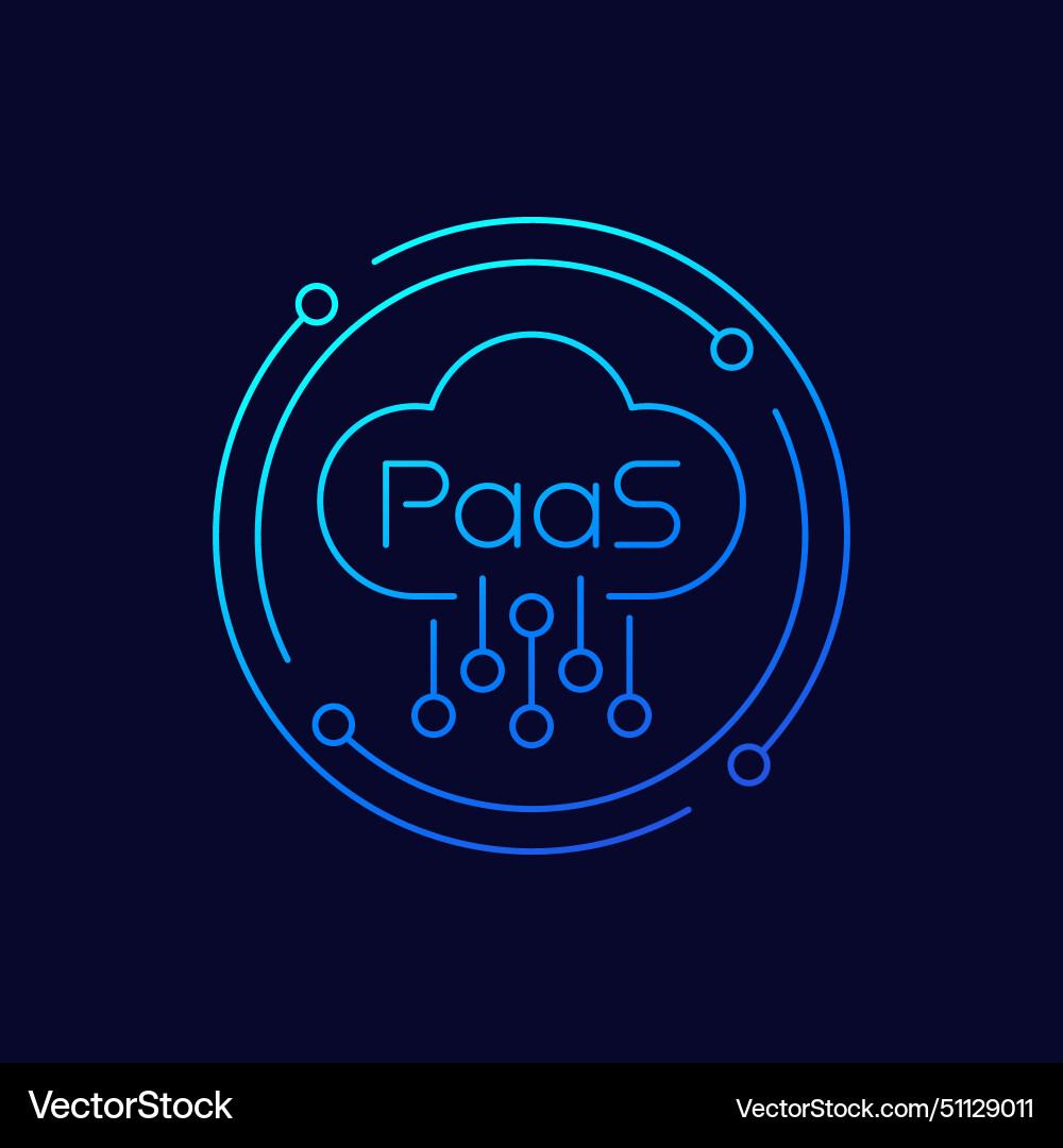 Paas icon platform as a service linear design Vector Image