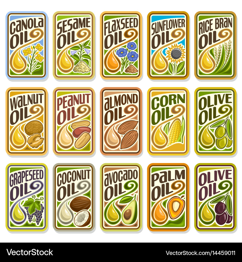 Set labels for cooking oil Royalty Free Vector Image