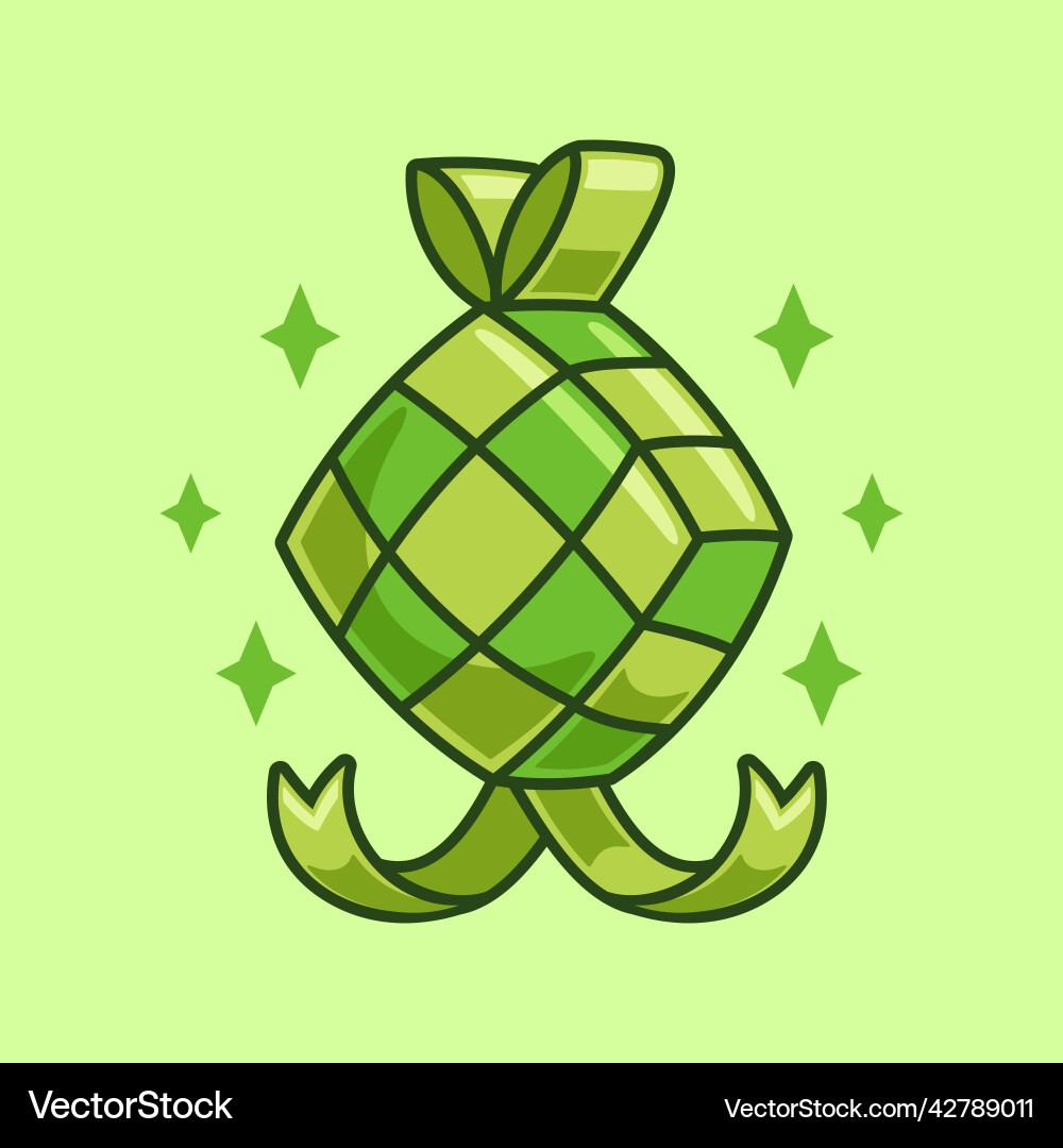 Traditional ketupat cartoon for eid mubarak Vector Image