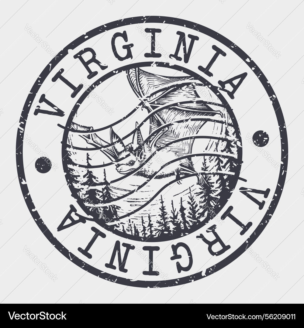 Virginia stamp postal Royalty Free Vector Image