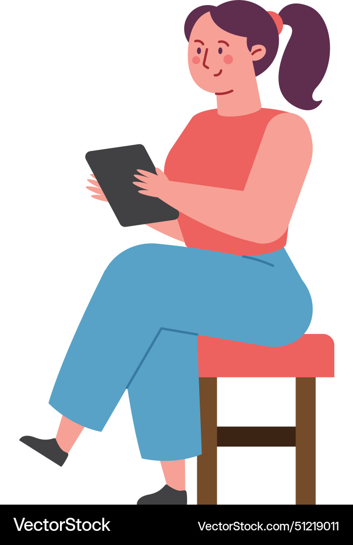 Woman reading ebook Royalty Free Vector Image - VectorStock