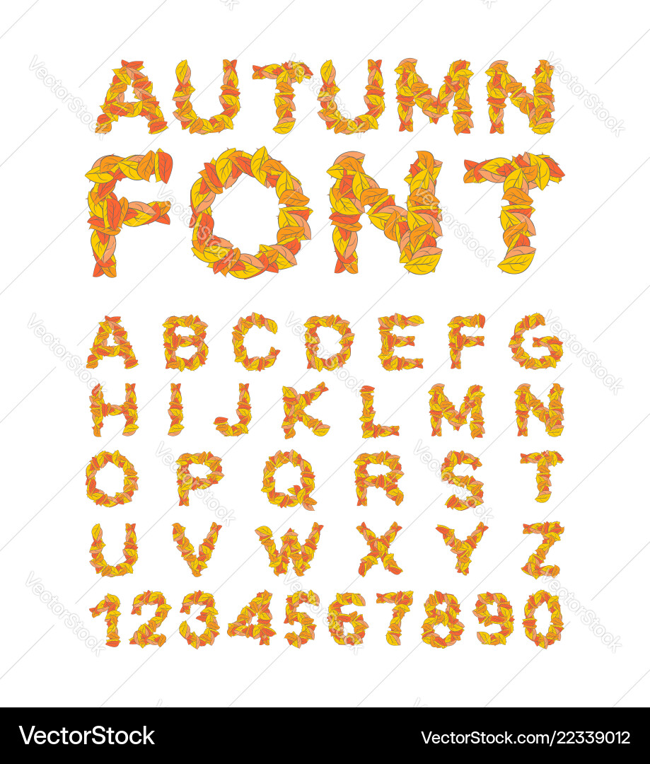 Autumn Alphabet Leaves Font Royalty Free Vector Image