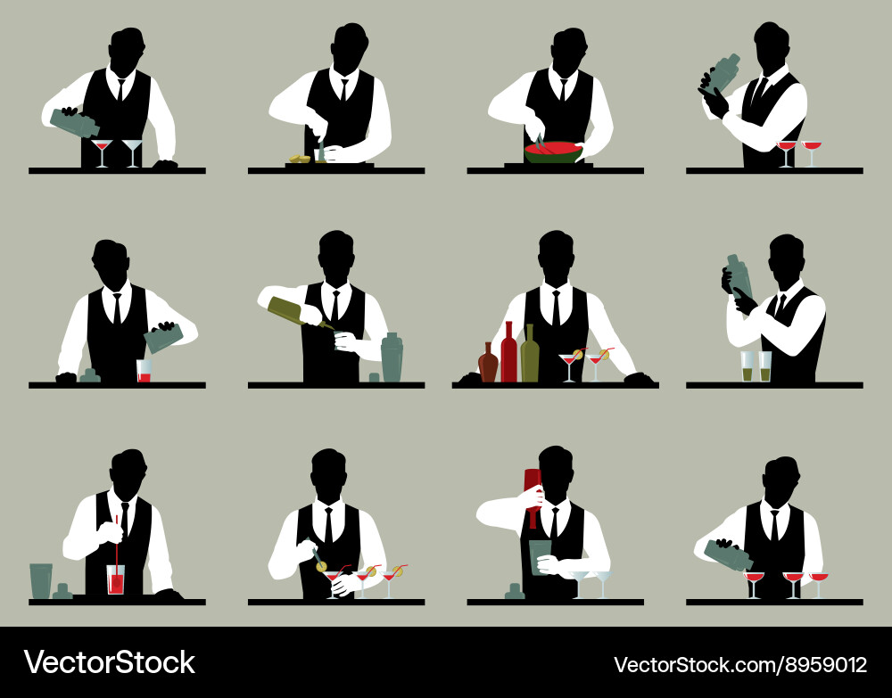 Bartender prepares cocktails Royalty Free Vector Image