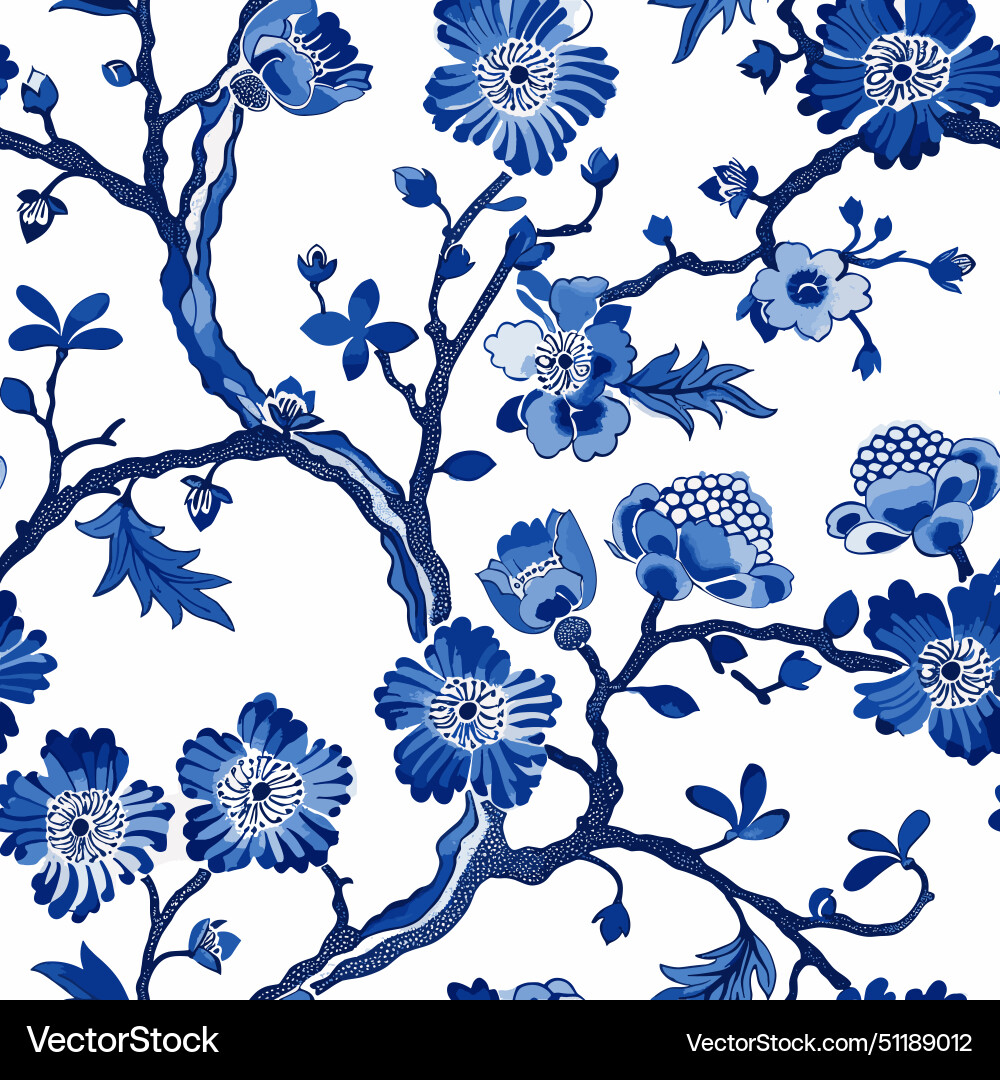 Blue chinese traditional ornament seamless pattern