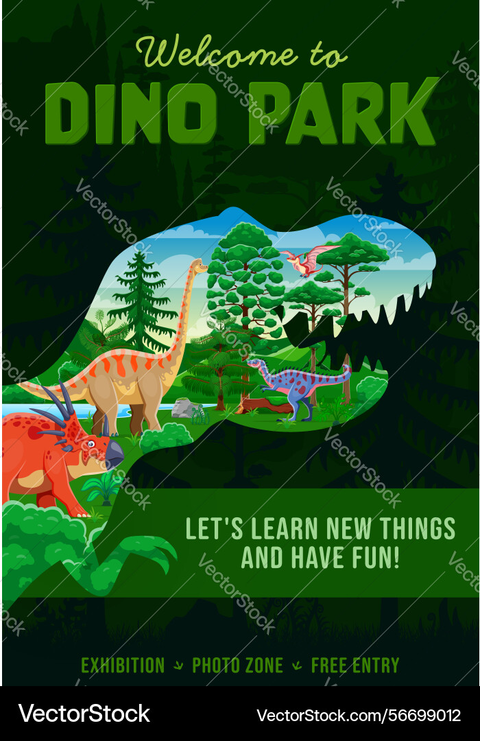 Dinosaur Park Poster - T-Rex Silhouette – Royalty-Free Vector | VectorStock