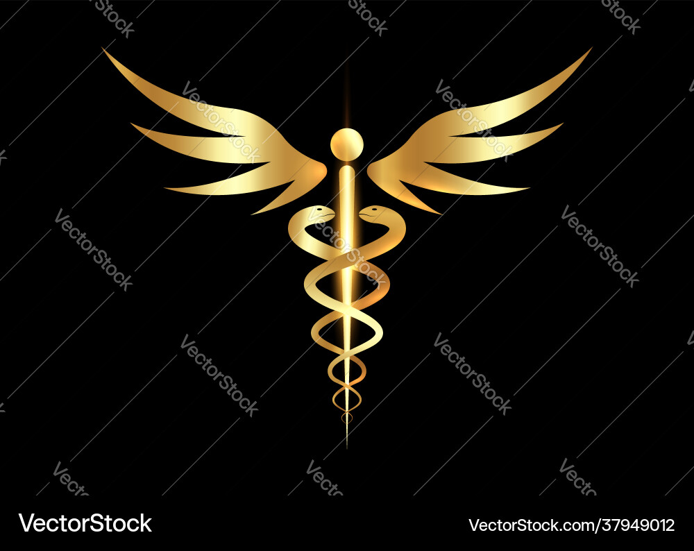 Golden Caduceus Symbol Royalty Free Vector Image