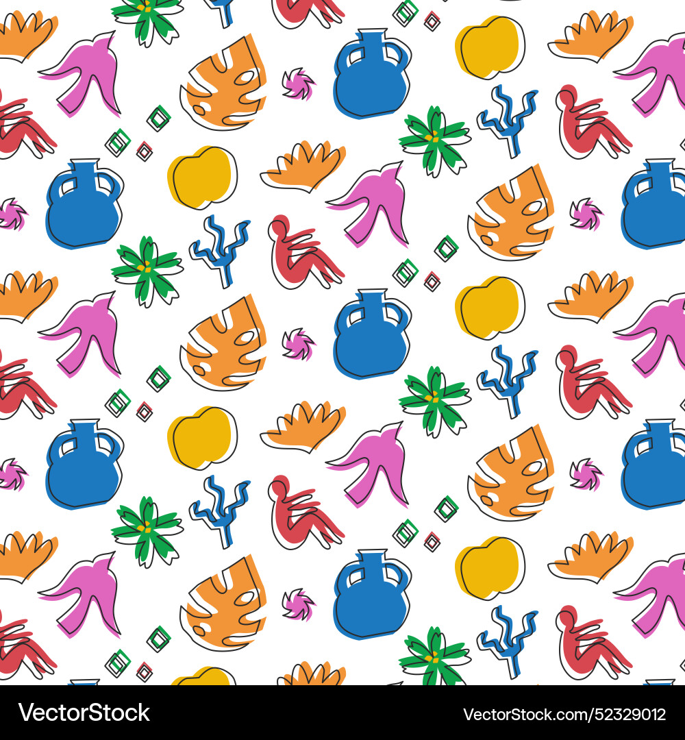 Hand drawn colorful matisse pattern design Vector Image