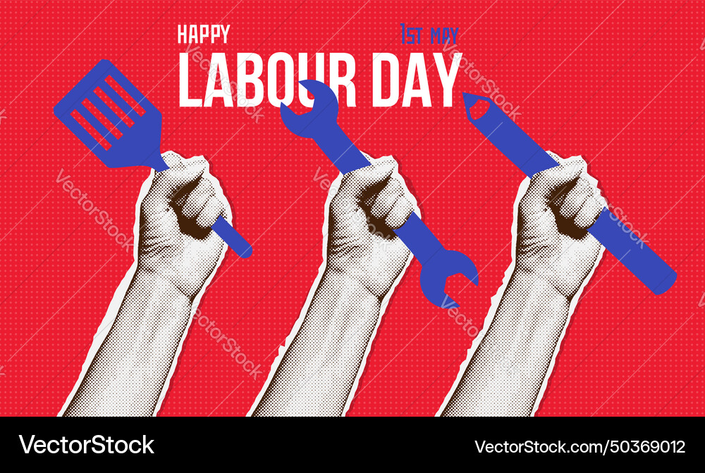 Happy labour day greeting card template Royalty Free Vector
