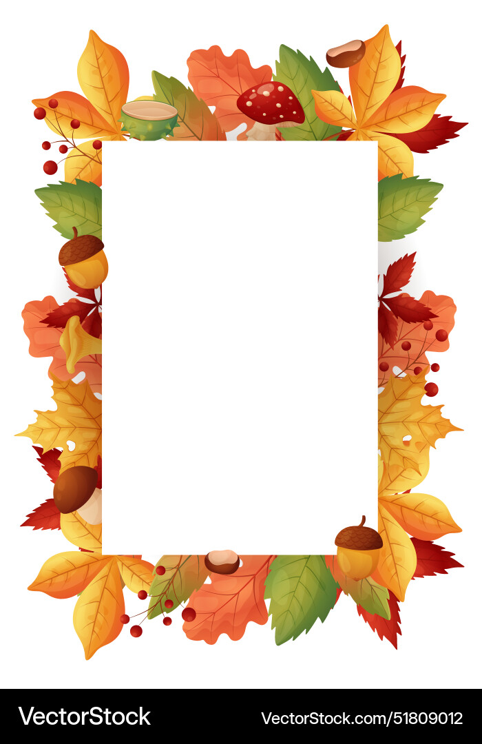 Hello autumn frame rectangular Royalty Free Vector Image