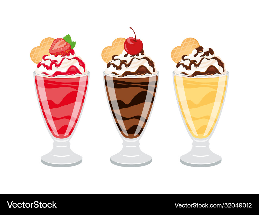 Ice cream sundaes various types Royalty Free Vector Image