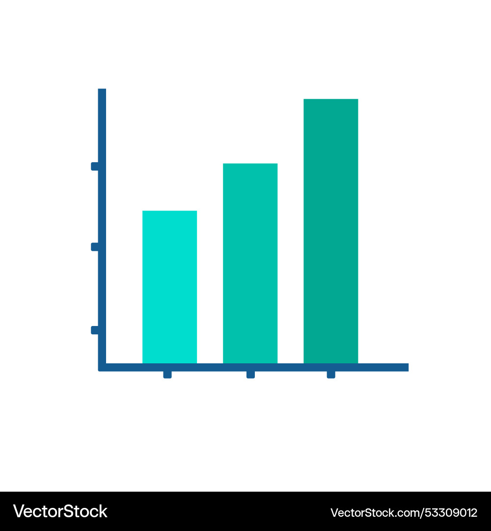 Improvement graph flat icon growing bar Royalty Free Vector