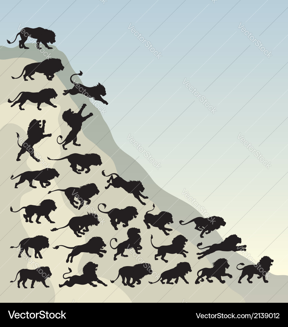 Lion Silhouettes - Action & Movement Vector Image