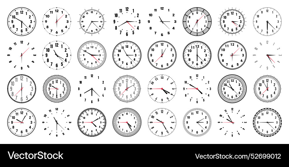 Mechanical clock faces with hands bezel watch Vector Image