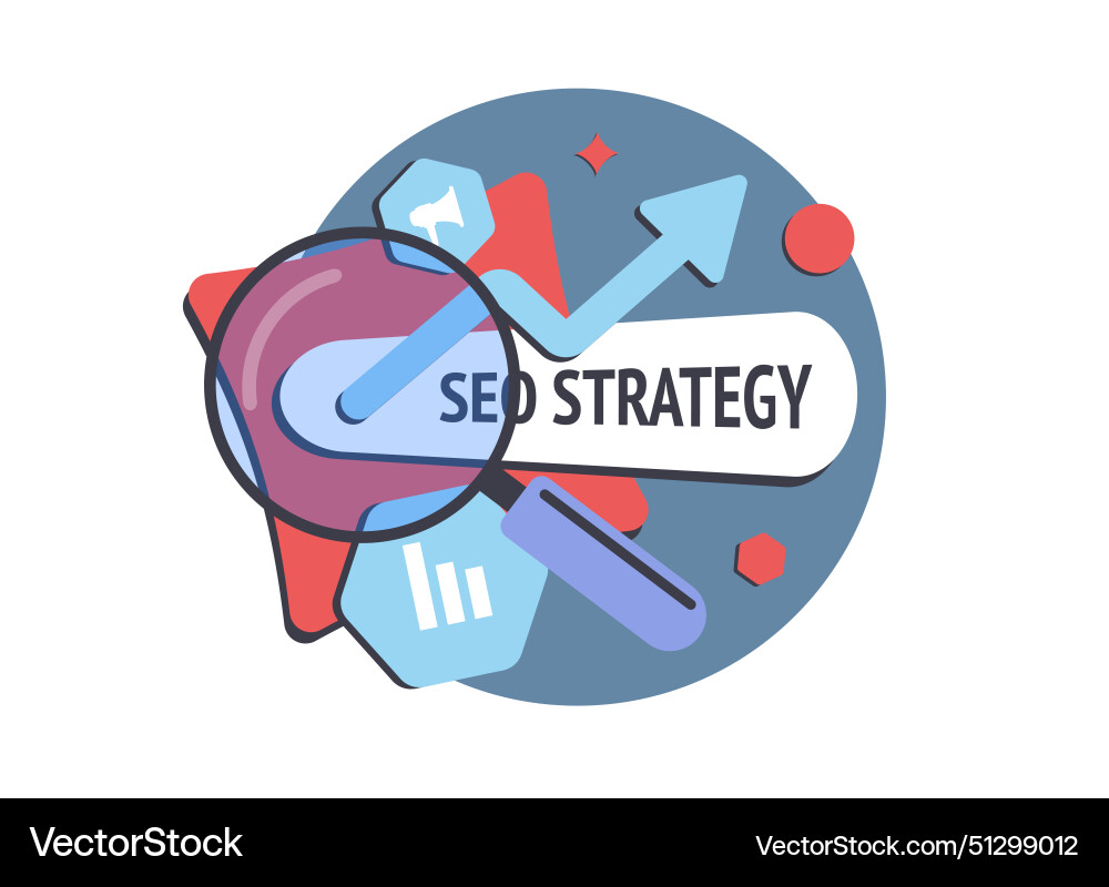 Seo strategy with keyword research Royalty Free Vector Image