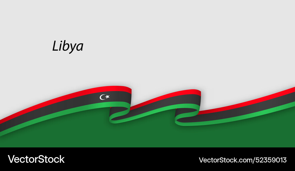 3d ribbon with national flag libya isolated Vector Image