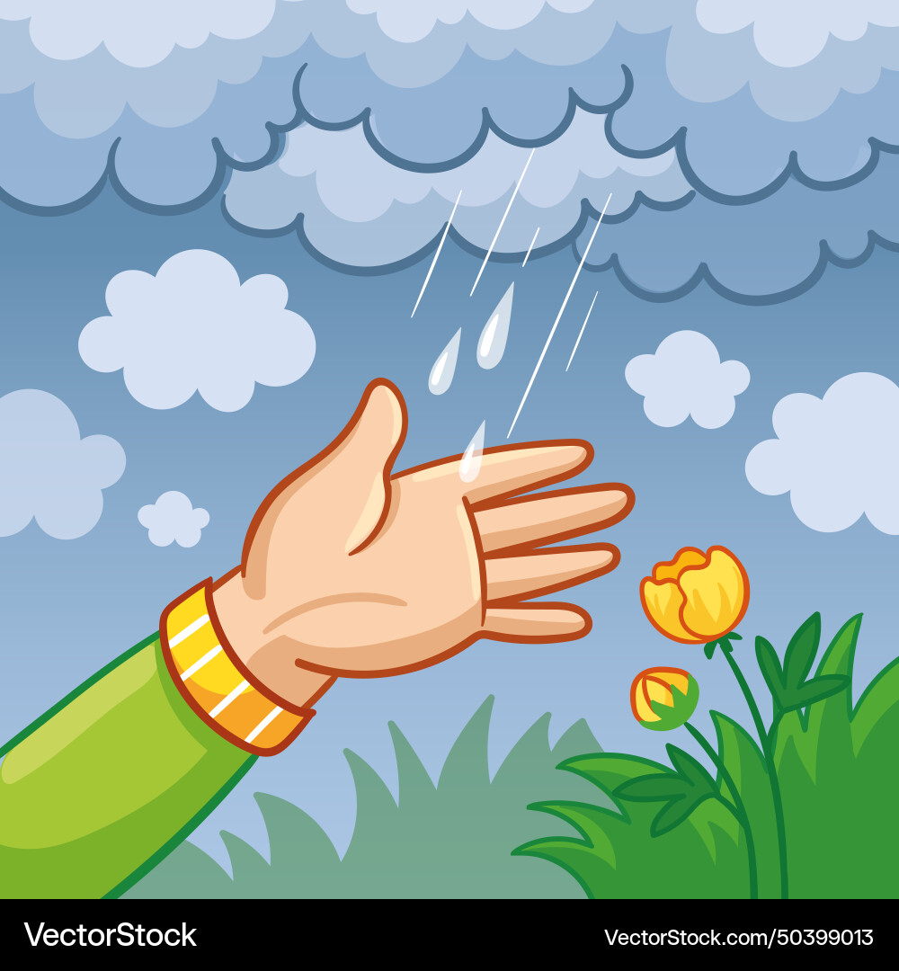 A hand in the rain Royalty Free Vector Image - VectorStock
