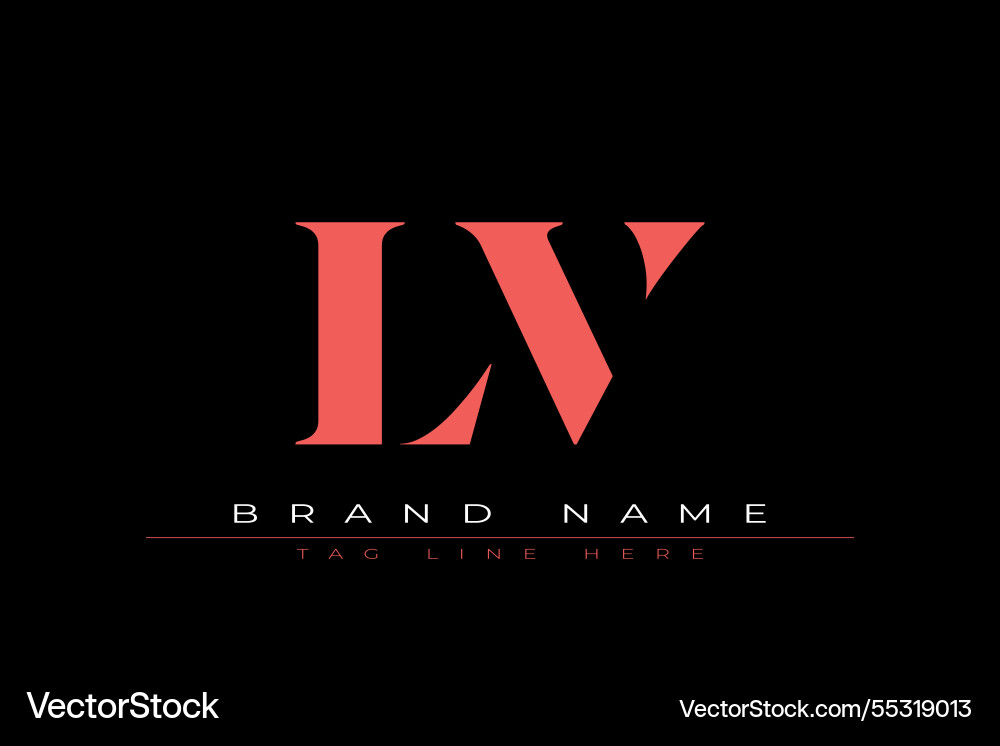 Abstract letter lv minimal logo design template Vector Image