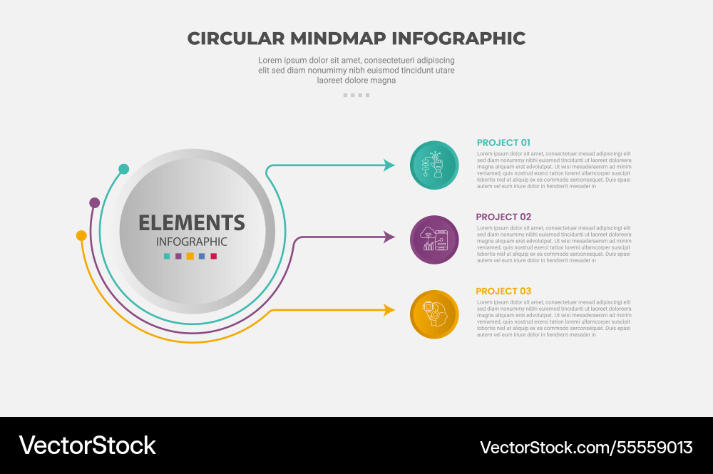 Circular mind map infographic outline style Vector Image