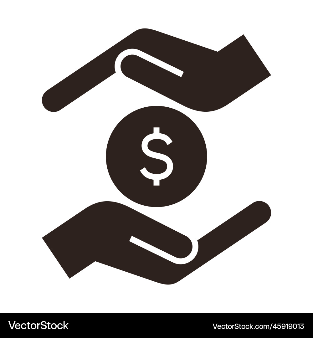 Hands and dollar coin save money icon Royalty Free Vector