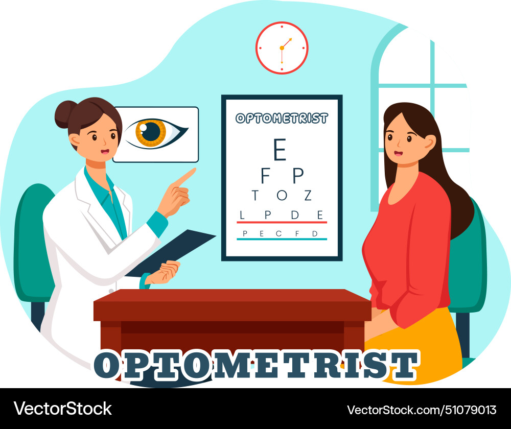 Optometrist with ophthalmologist checks patient Vector Image
