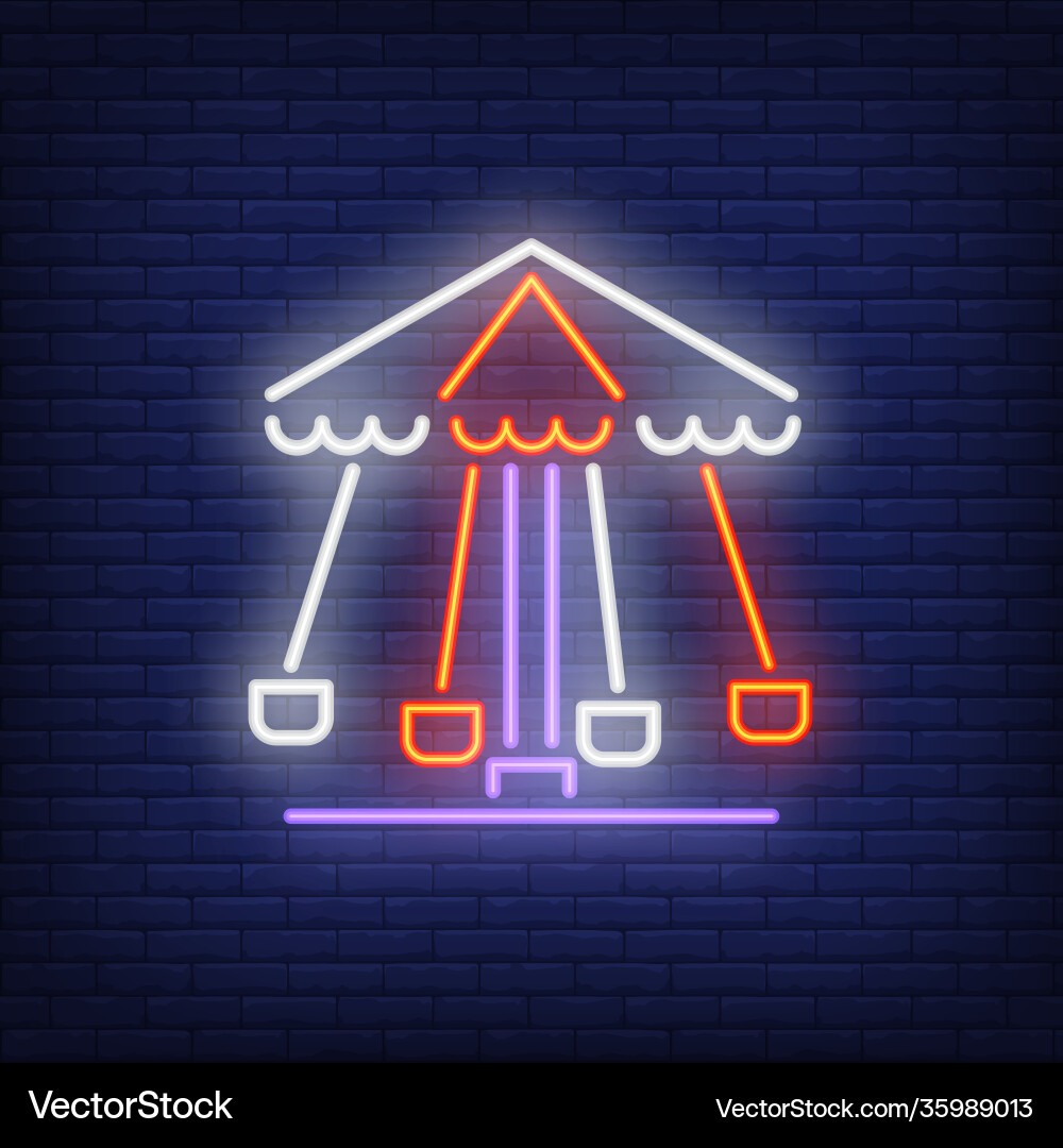 Rotating carousel neon sign Royalty Free Vector Image
