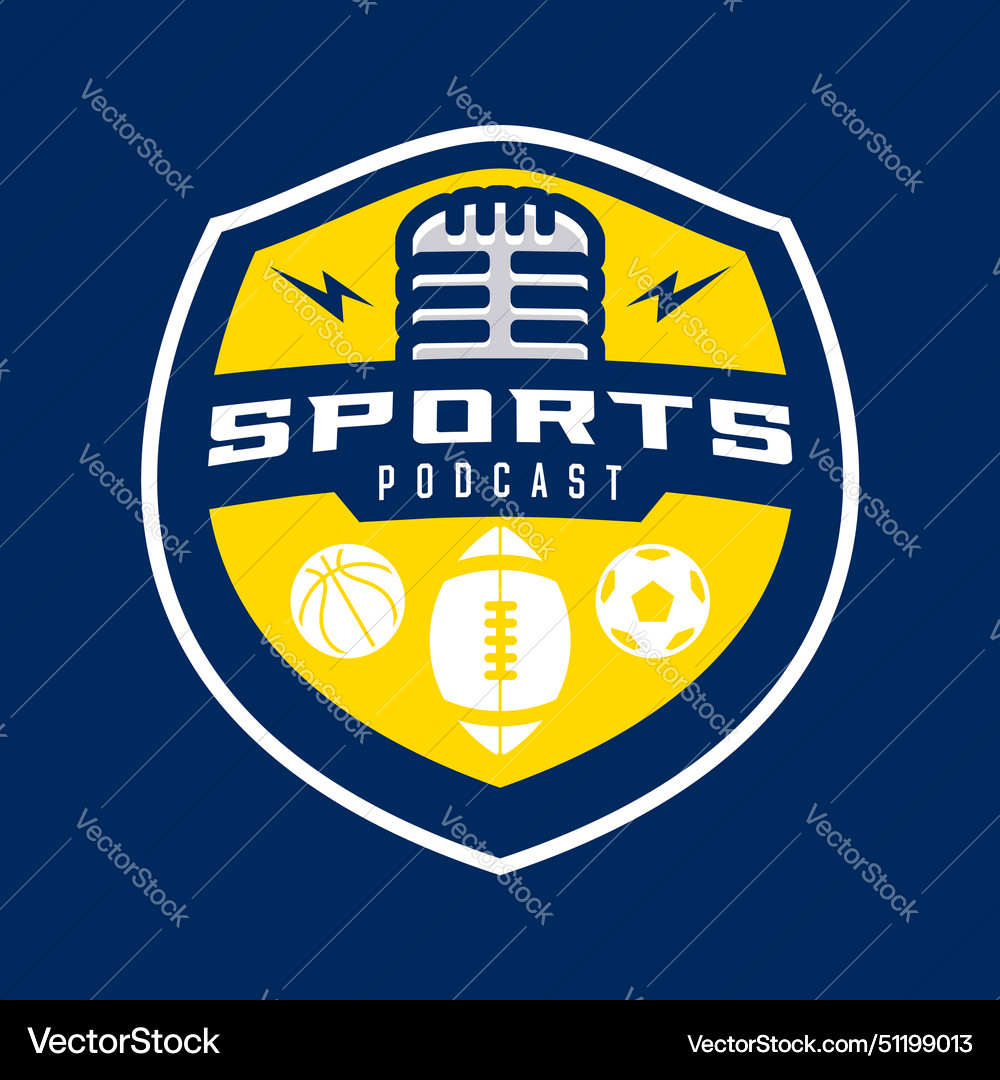 Sports podcast logo design template Royalty Free Vector
