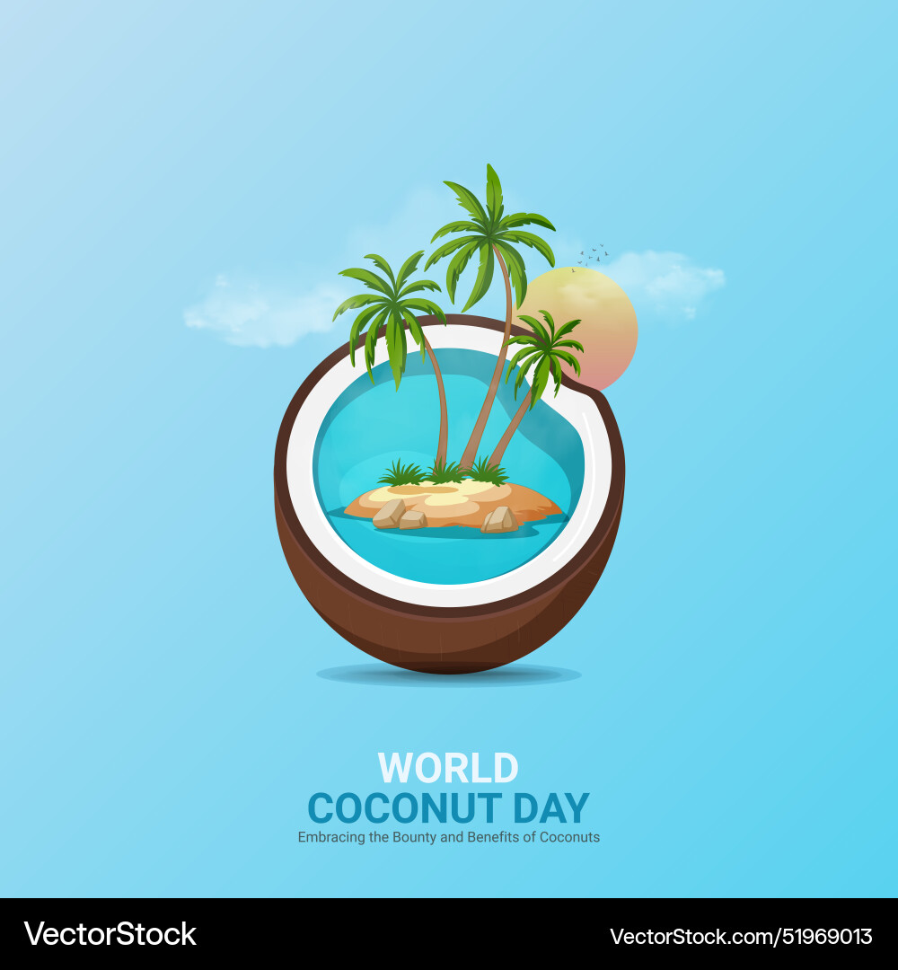 World coconut day creative ads design Royalty Free Vector