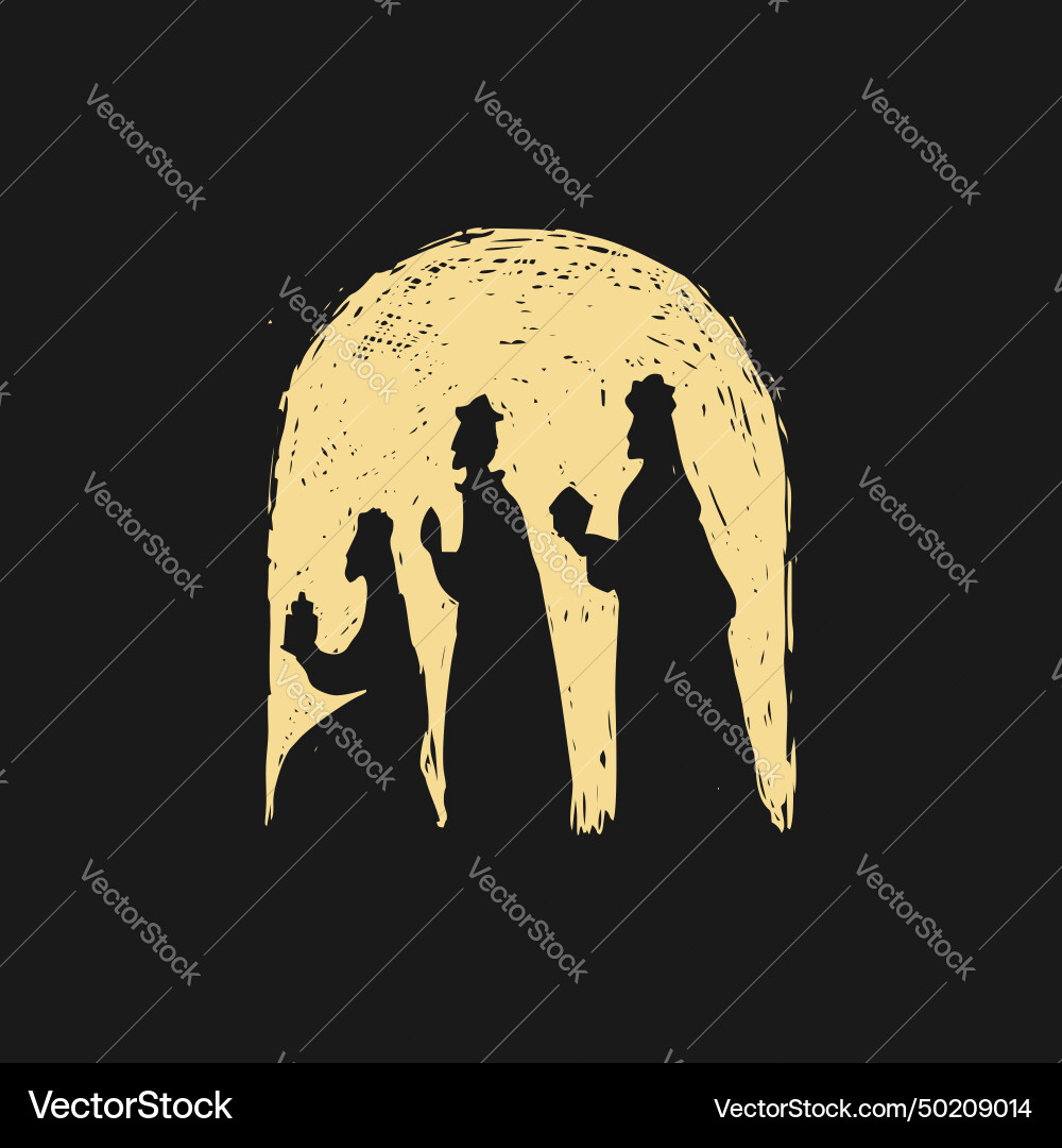 Hand drawn nativity scene the wise men Royalty Free Vector