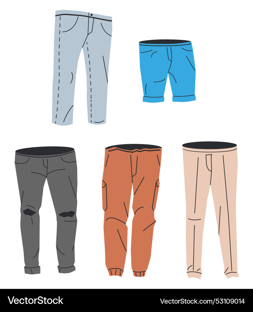 Male jeans models collection Royalty Free Vector Image