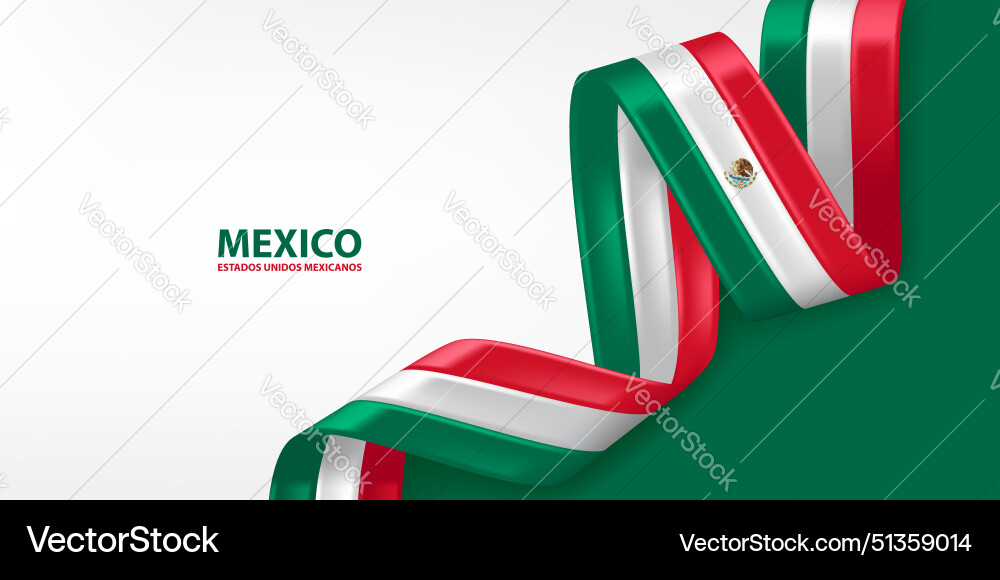Mexico 3d ribbon flag Royalty Free Vector Image