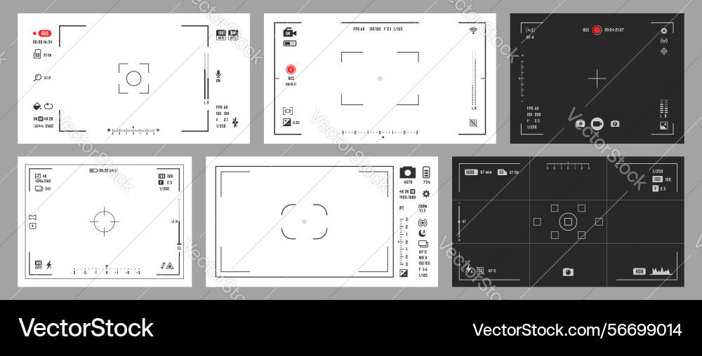 Photo and video camera viewfinder display screen Vector Image