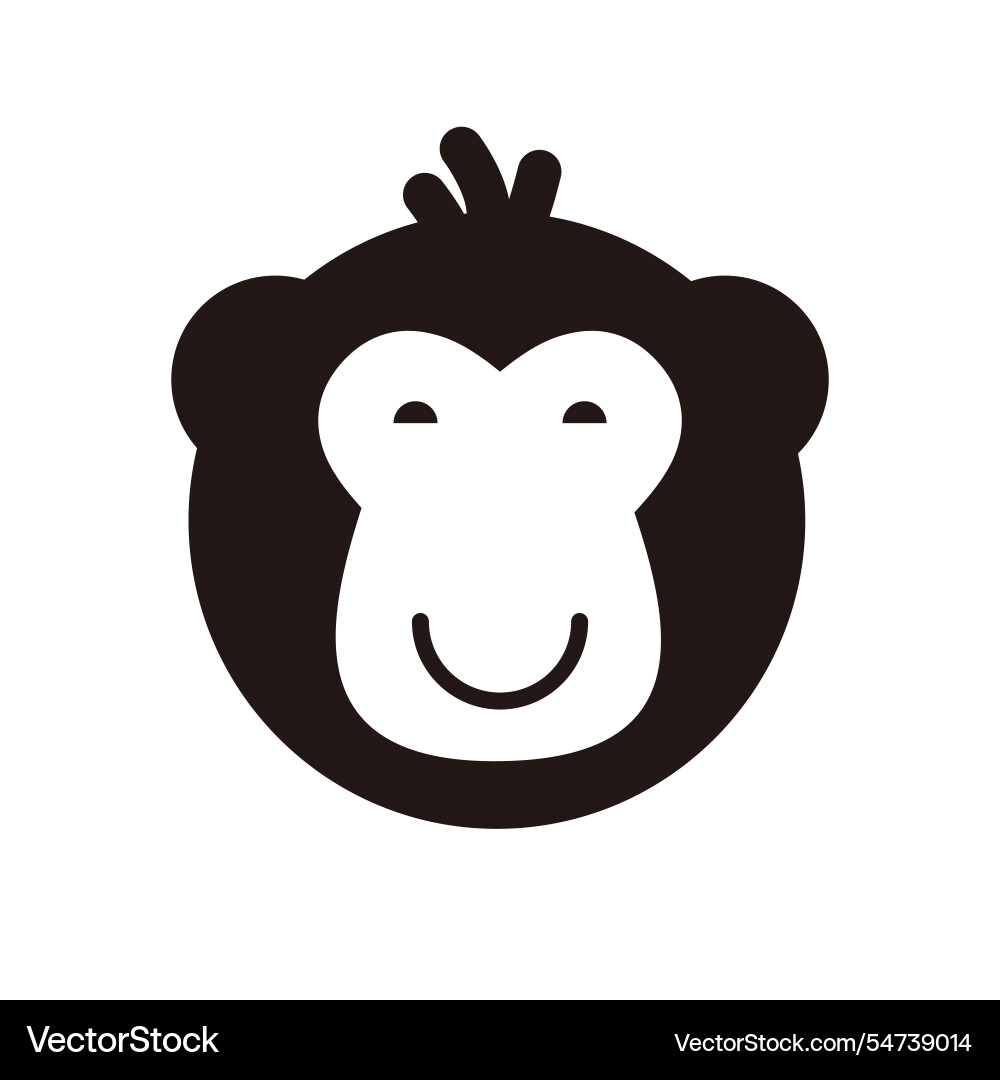 Simple monkey flat icon design Royalty Free Vector Image